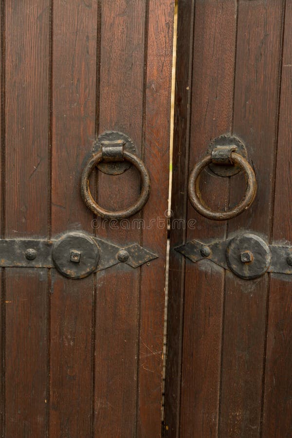 Ancient Wooden Gates and Doors in the Castle Stock Image - Image of ...