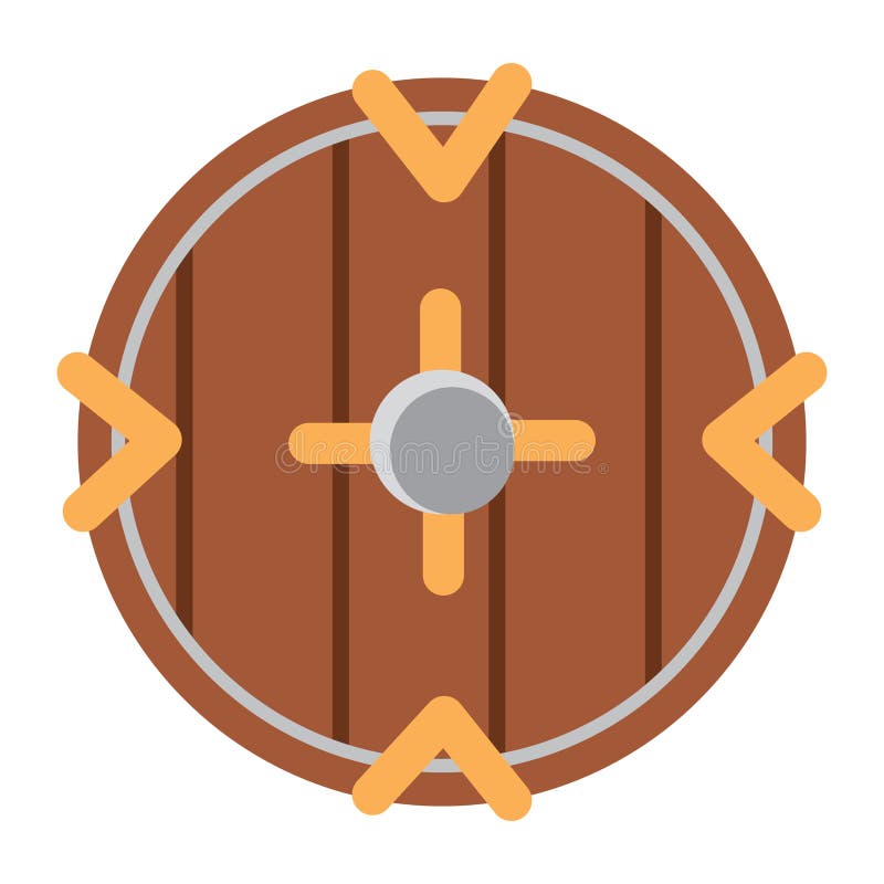 Ancient Wooden Shield Symbol. Vector Stock Illustration - Illustration ...