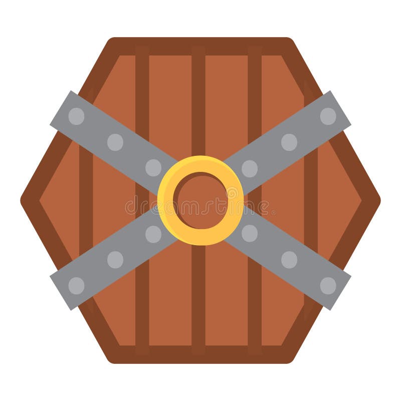 Ancient Wooden Shield Symbol. Vector Stock Illustration - Illustration ...