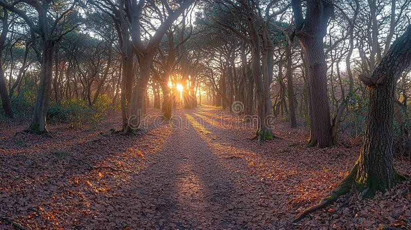 Ancient Woodland Paths in New Forest Landscape Stock Illustration ...