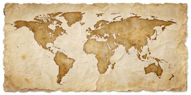 Ancient World Map Depiction with Compass Rose Showing Continents and ...