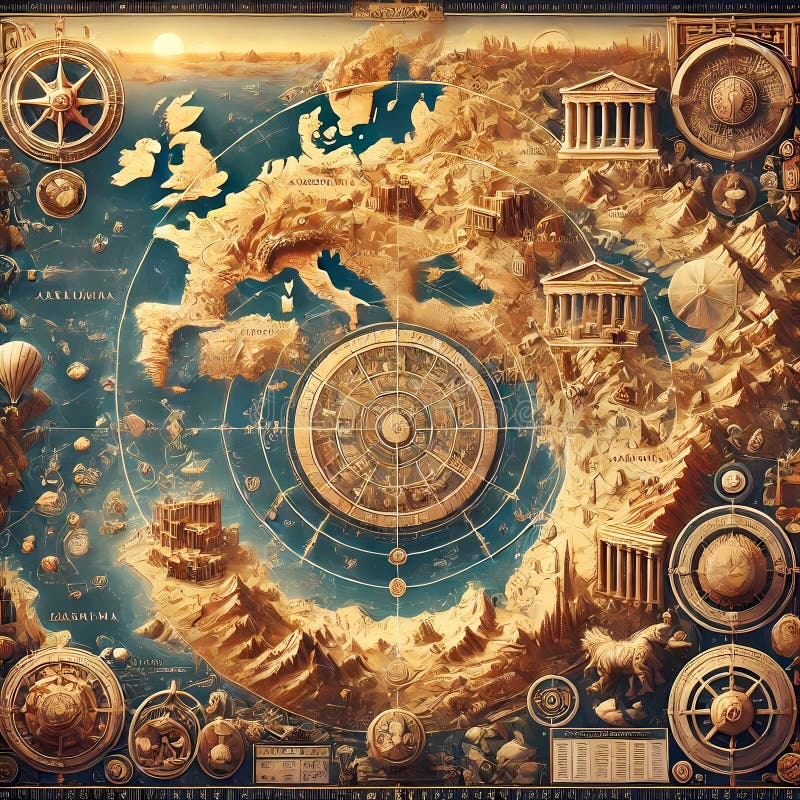 Ancient world map stock illustration. Illustration of history - 358127047