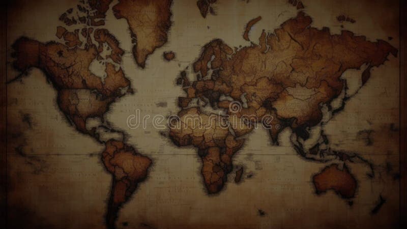 Ancient World Map on Golden Theme Zooming Effect Stock Video - Video of ...