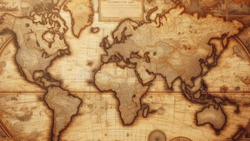 Ancient World Map on Golden Theme Zooming Effect Stock Video - Video of ...