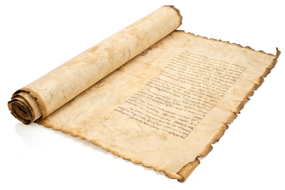 Ancient Worn Parchment Isolated on White Stock Illustration ...