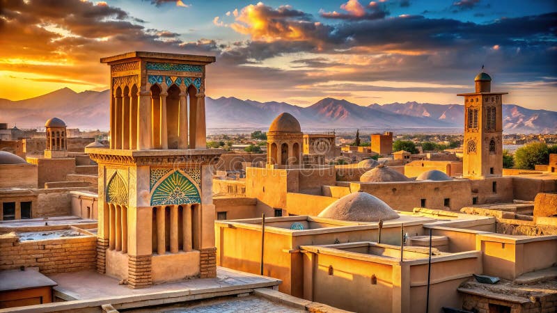 Ancient Yazd Windcatcher Tower and Cityscape a Stunning Example of ...