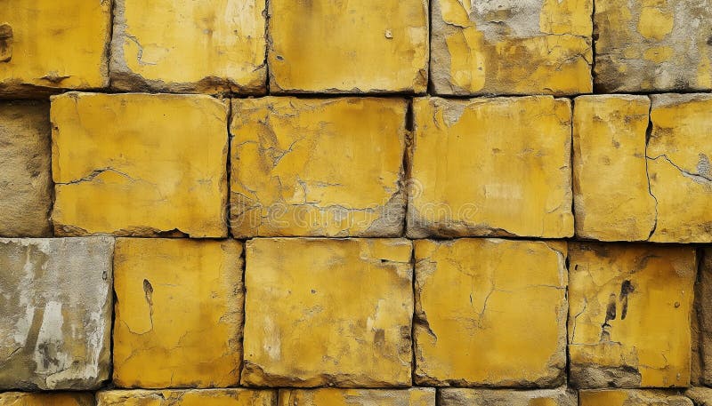 Ancient Yellow Block Wall Collage Stock Image - Image of pattern ...