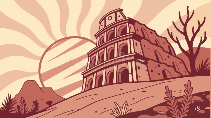 Ancient Ziggurat Under Sun Rays, Historical Landmark, Vector Design ...