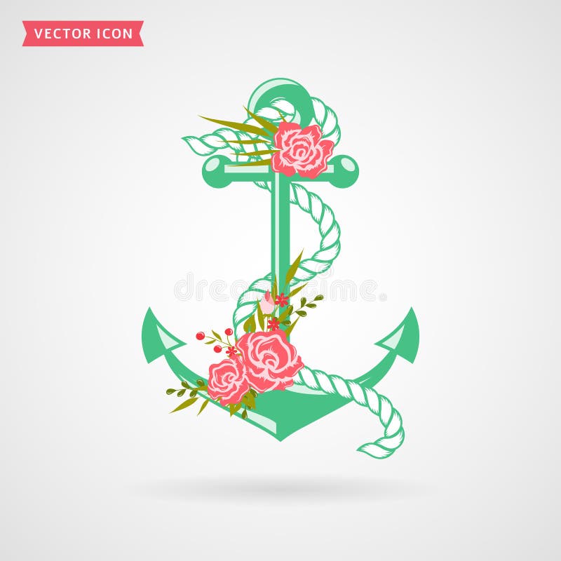 Ancla Con Las Flores Que Colorean La Página Stock de ilustración ...