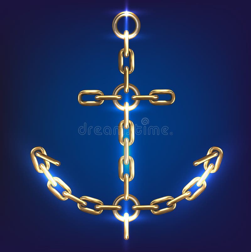 Ancla De Oro Con La Cadena Sombra Bajo La Forma De Flechas Stock de ...