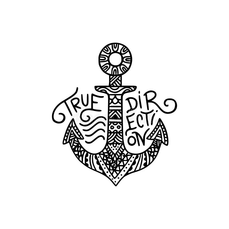 Ancla Dibujada Mano Con Las Letras Stock de ilustración - Ilustración ...