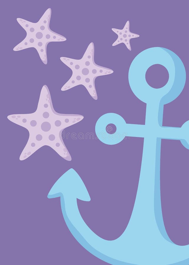 Ancla Linda Con El Icono De Las Estrellas De Mar Ilustración del Vector ...