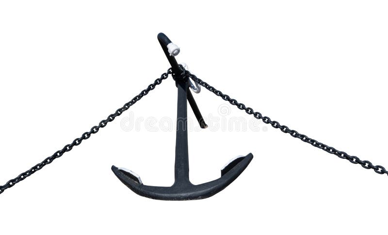 Ancla negra con cadena imagen de archivo. Imagen de asegurado - 238314691