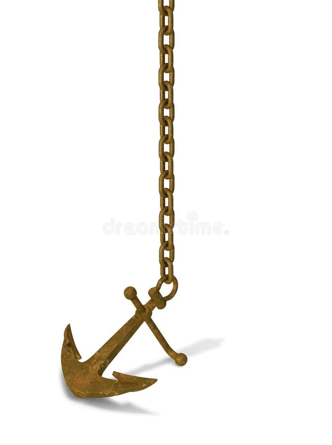 Ancla Oxidada Vieja Con La Cadena Aislada En Un Blanco Stock de ...