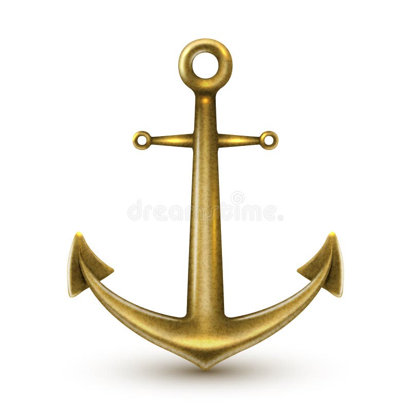 Ancla realista de oro ilustración del vector. Ilustración de brillante ...