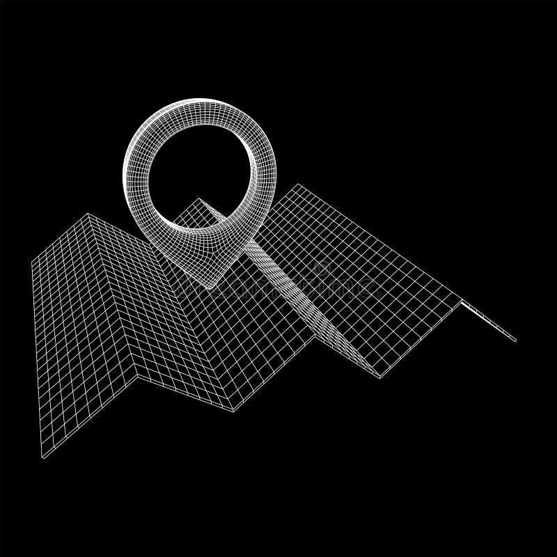 Anclaje De Mapa GeogrÃ¡fico Con Malla De Alambre Plegable Ilustración ...