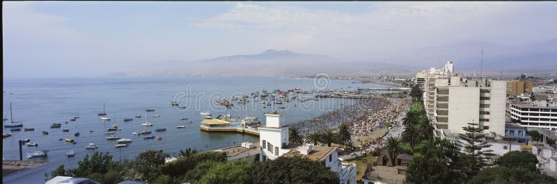Air Viux Panoramic Viux Crowded Beach at Bay Ancon Peru Stock Image ...