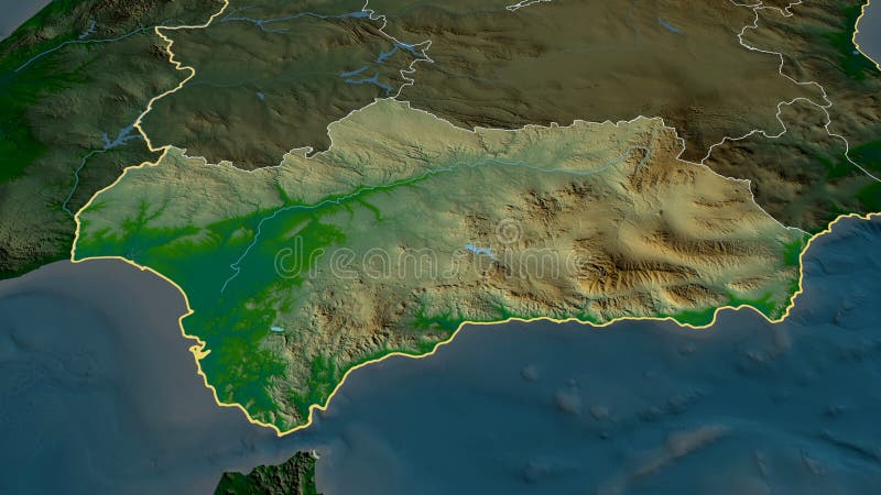 Andalucia Red Highlighted in Map of Spain Stock Illustration ...