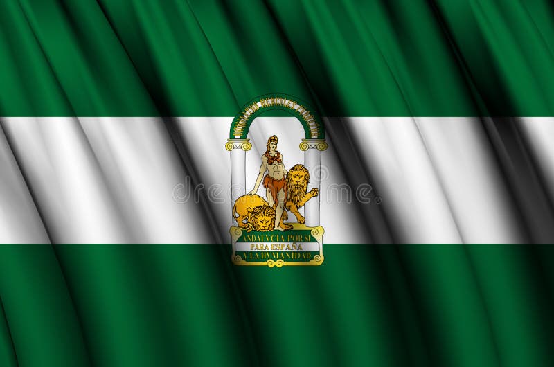 3D Flag Of Andalusia, Nacion Andaluza Flag Stock Illustration ...