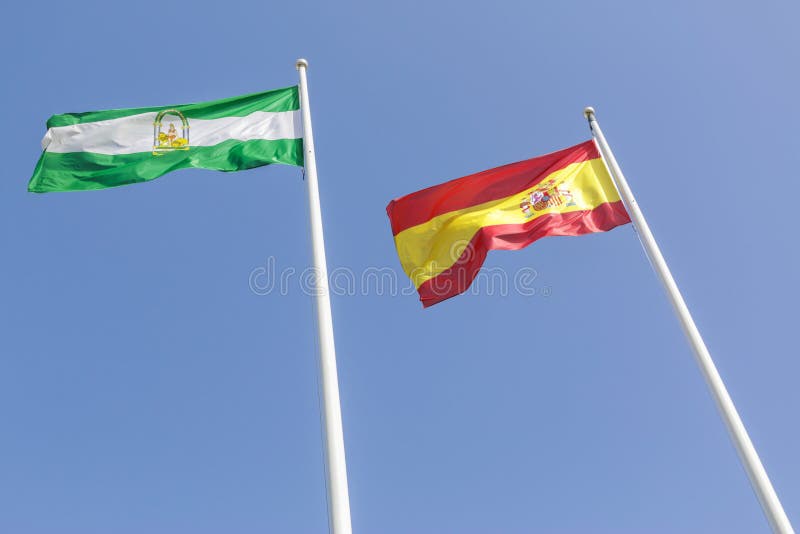 Andalusian and Spanish Flag Stock Photo - Image of andalusian, tourism ...