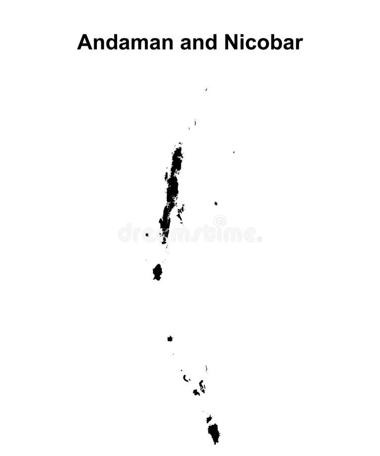 Andaman and Nicobar Outline Map Stock Vector - Illustration of islands ...