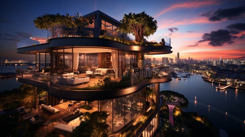 Andaz Singapore Full View at Sunset Moment Stock Photo - Image of ...