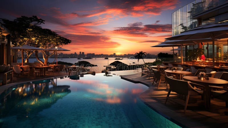 Andaz Singapore Full View at Sunset Moment Stock Photo - Image of ...