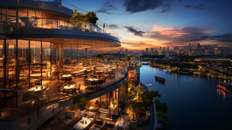 Andaz Singapore Full View at Sunset Moment Stock Photo - Image of ...