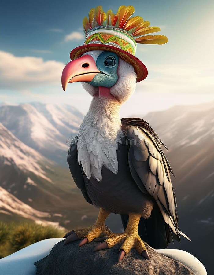 Andean Condor with Hat Cartoon Stock Illustration - Illustration of ...