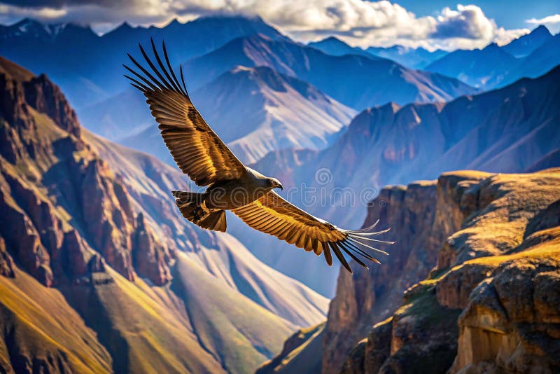 Andean Condor Soaring Above Mountain Peaks Stock Illustration ...