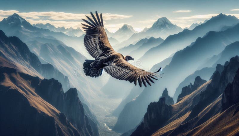 Andean Condor Soaring Over the Andes Stock Illustration - Illustration ...