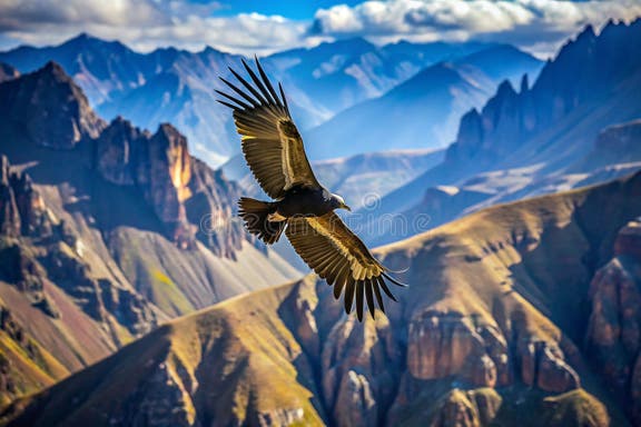 Andean Condor Soars Above Dramatic Mountain Range Stock Illustration ...