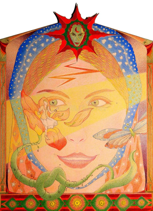 ANDERSEN S THUMBELINA, Colored Pencils Drawing on Ingres Paper Mounted ...