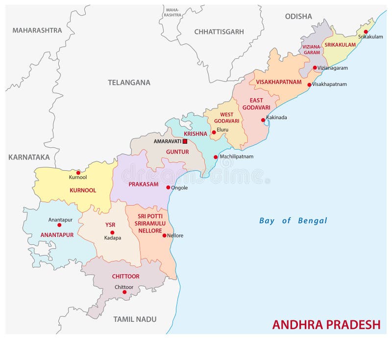 Andhra Pradesh Administrative and Political Map, India Stock Vector ...