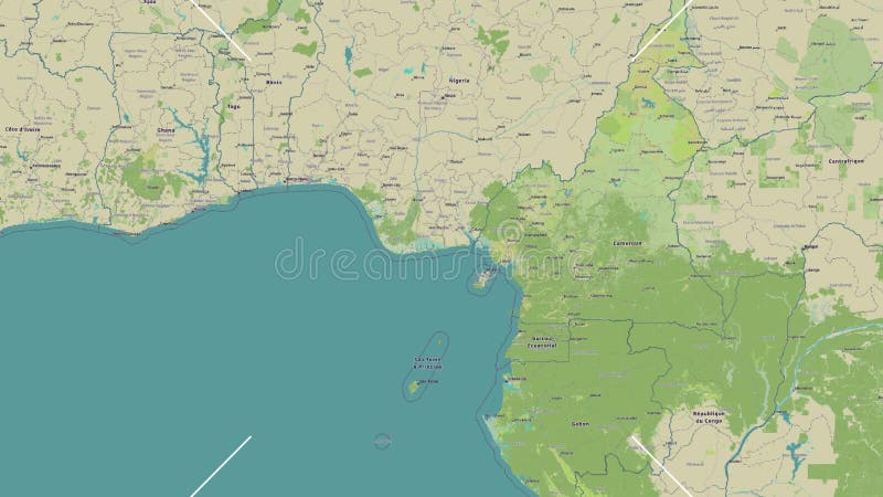 Andoni Island in the Gulf of Guinea. OSM Map. Slide Stock Video - Video ...