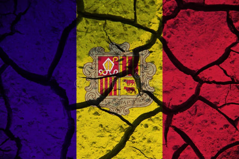 Andora Flag on the Background Texture of Cracked Earth. the Concept of ...