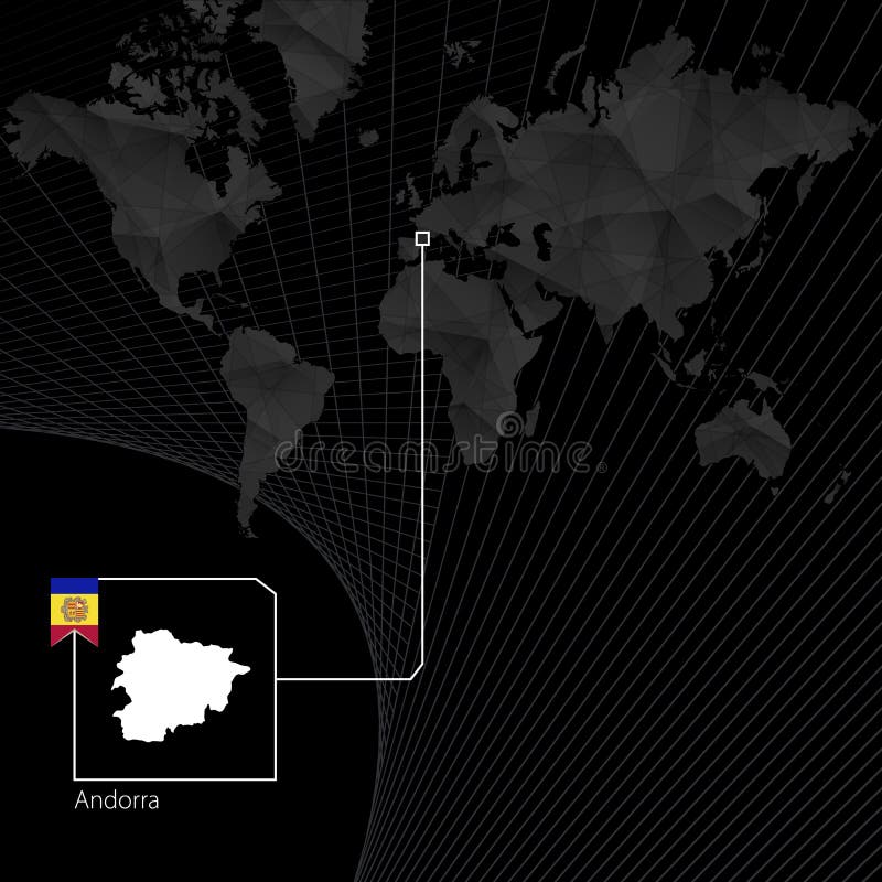 Andorra Map on a World Map with Flag and Map Pointer. Vector ... Andorra Map on a World Map with Flag and Map Pointer. Vector ...