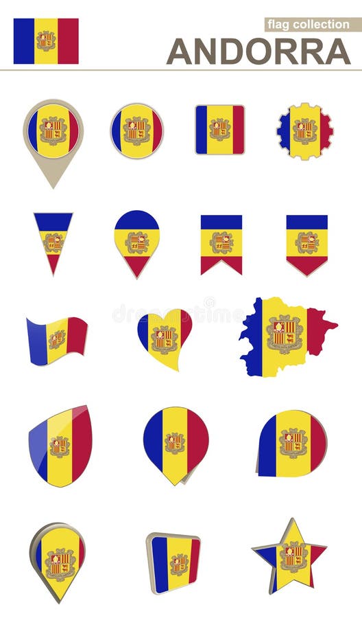 Andorra Flag Collection. Big Set for Design Stock Vector - Illustration ...