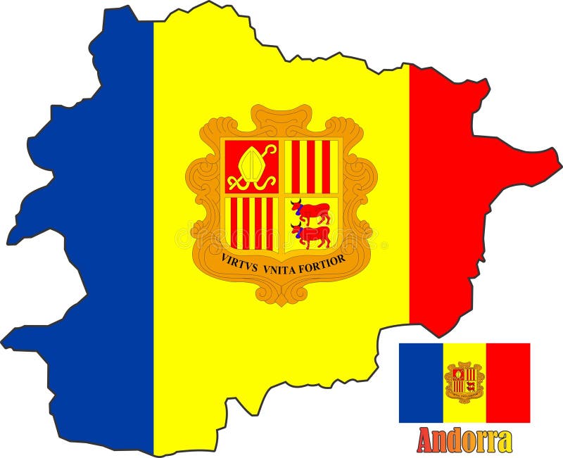 Andorra Map and Flag Illustration Vector Stock Vector - Illustration of ...