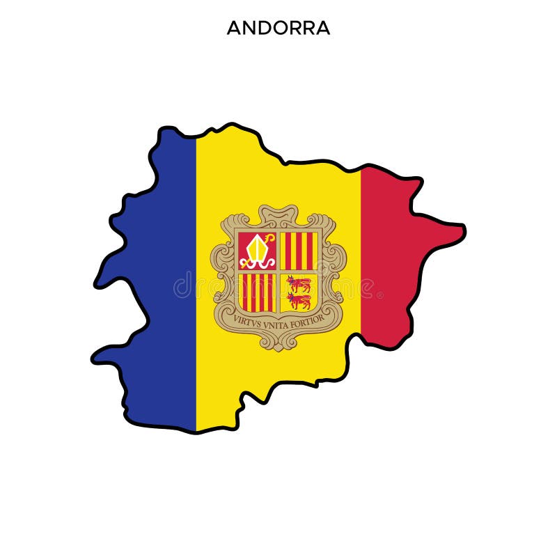 Map and Flag of Andorra Vector Design Template with Editable Stroke ... Map and Flag of Andorra Vector Design Template with Editable Stroke ...