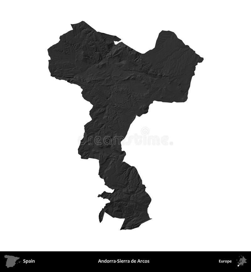 Andorra-Sierra De Arcos, Spain, Isolated on White. Grayscale Stock ...