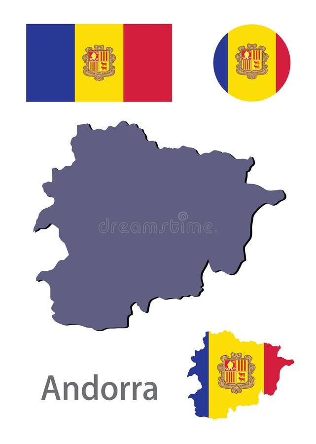 Andorra Map Silhouette Halftone Style Map Silhouette Halftone Style ...
