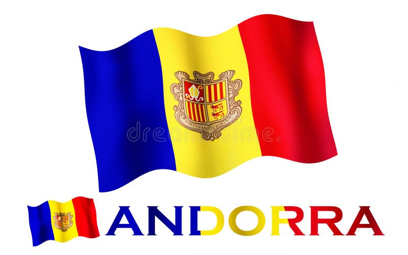 Andorran Flag Illustration with Andorra Text and White Space Stock ...