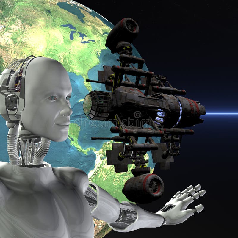 Cool cyber steel man stock illustration. Illustration of concepts ...