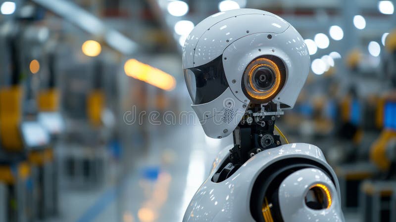 Humanoid Robot, Assisting Workers Stock Image - Image of contemporary ...