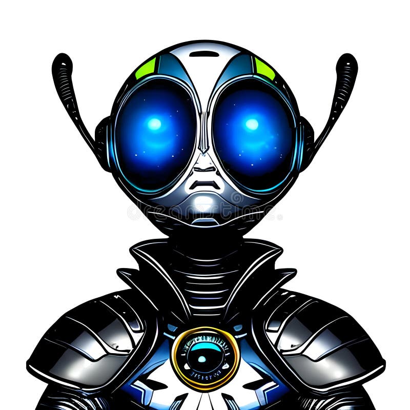 Android in alien landscape stock illustration. Illustration of cyborg ...