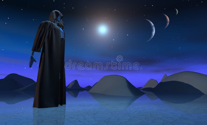 Android in alien landscape stock illustration. Illustration of ...