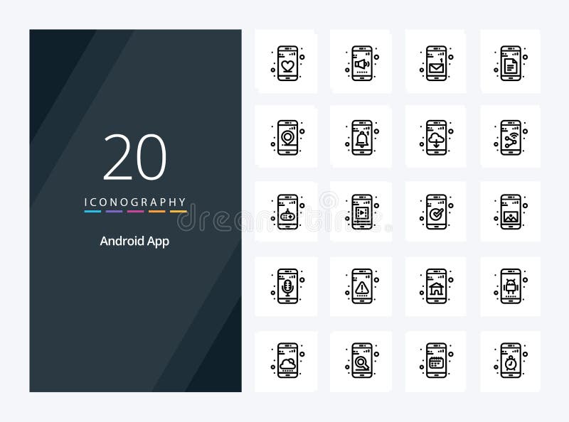 20 Android App Outline Icon for Presentation Stock Vector ...