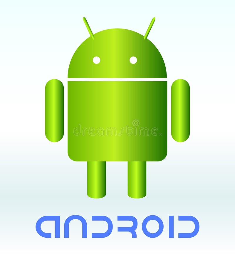 Google Android OS Mascot Robot Using Smartphone Isolated on White ...