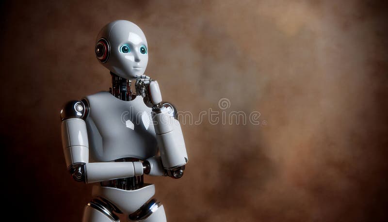 Android, with a Calm Face, Stands and Thinking about the Nature of ...